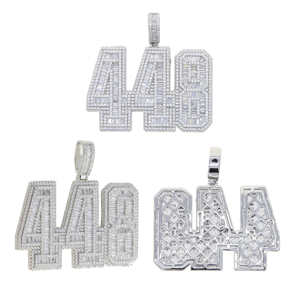 New design Hip Hop Rock Punk Full Iced Out Number 448 Pendant Pave 5A ...