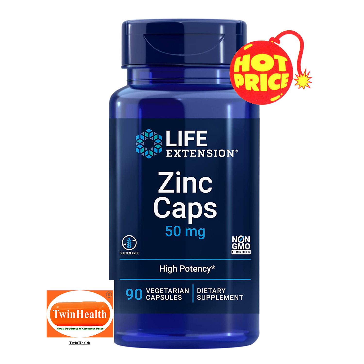 Life Extension Zinc Caps 50 mg 90 Vegetarian capsules - TwinHealth ...