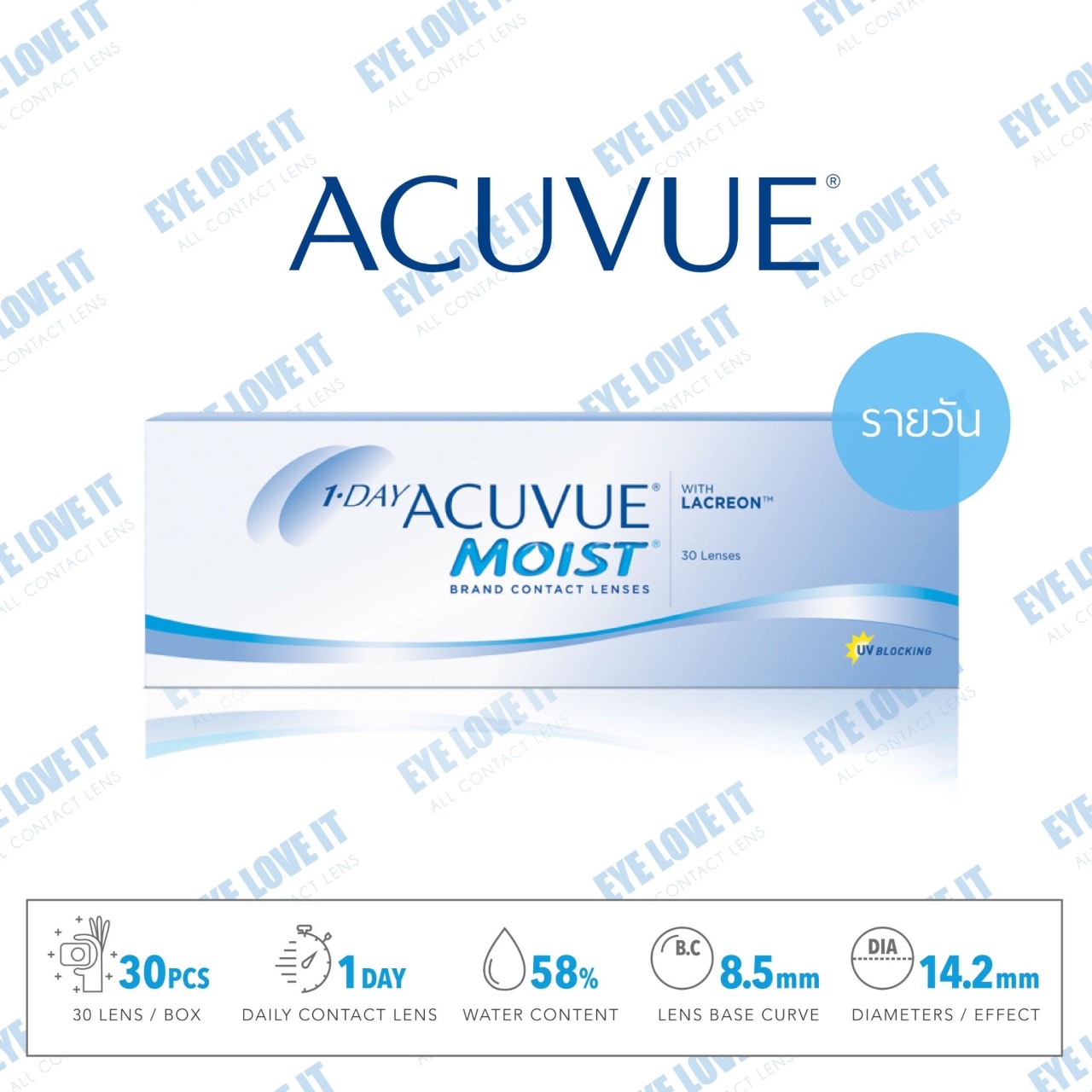 ACUVUE 1 Day MOIST ค่าความโค้งเลนส์ 8.5 หรือ 9.0 คอนแทคเลนส์ สายตาสั้น ...