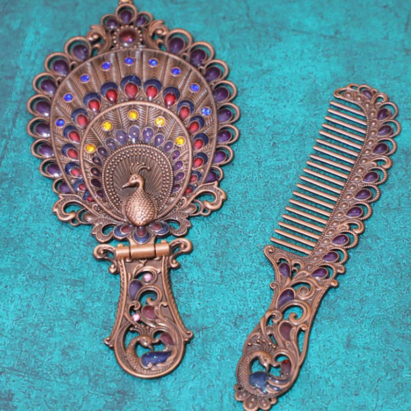 2PCSSet Brand New Women Chic Retro Vintage pocket Mirror Compact Makeup ...