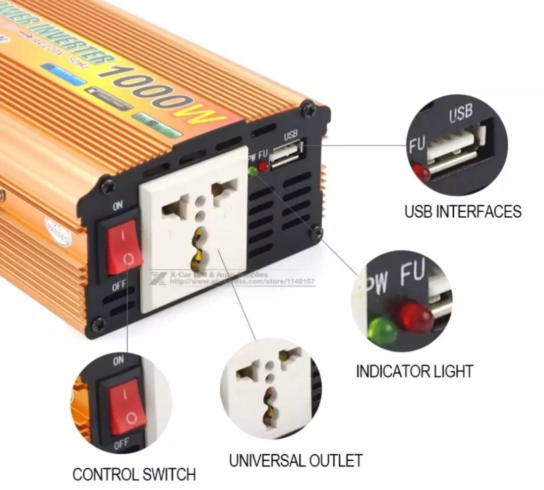 Thaivasion UKC Power Inverter 1000W with Charger 12V DC to 220V AC Output - LTJ shop - ThaiPick