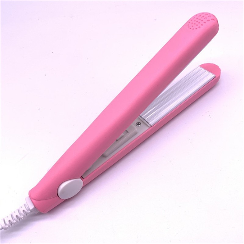 A Mini Hair Iron Pink Corrugated Plate Electric Curling Iron Curl ...