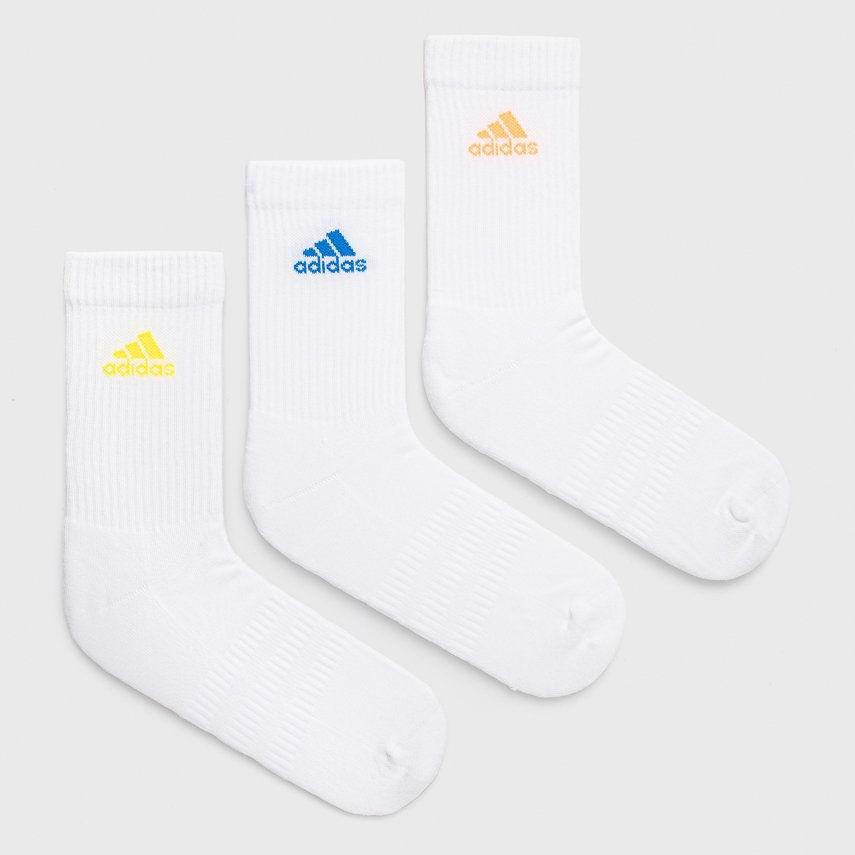 Adidas ถุงเท้า Cushioned Crew Socks 3 Pairs | White/Beam Yellow ...