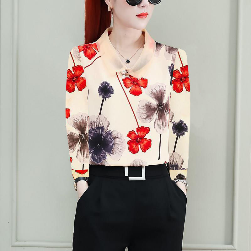 Long-sleeved shirt women's blouse 2022 spring new fashion Joker loose ...