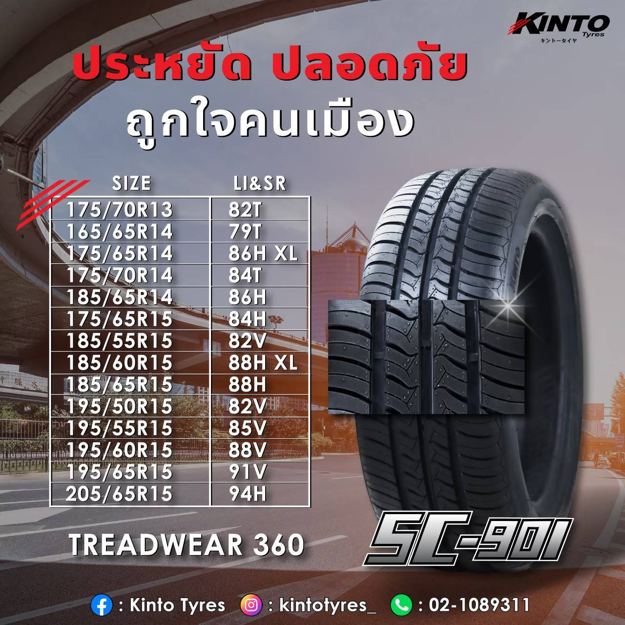 ยาง Kinto รุ่น SC-901 ขอบ 13,14,15 ยางราคาถูกเน้นประหยัดน้ำมัน | Lazada.co.th