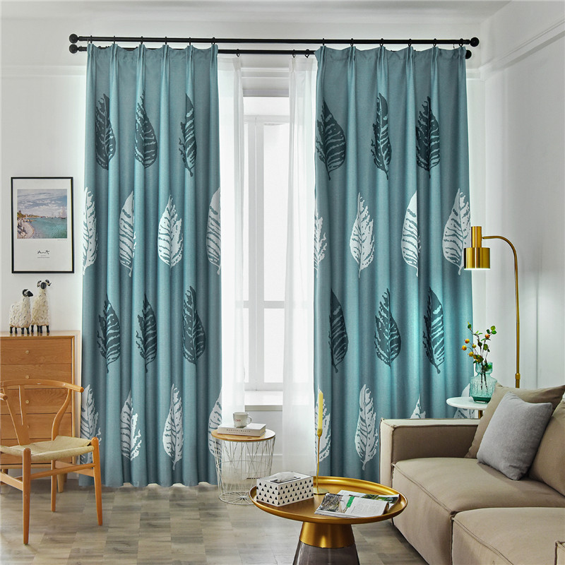 Topfinel large leaf pattern blackout curtains, used in living room, bed ...