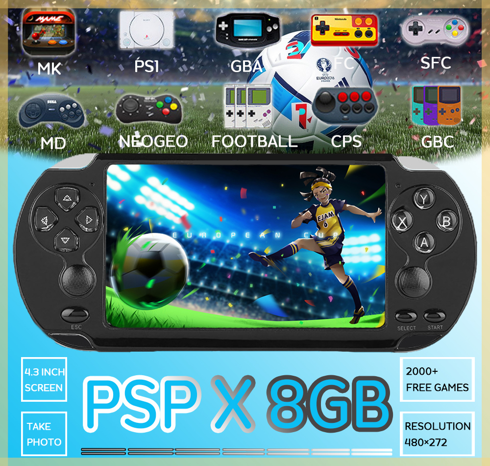 เครื่องเล่นเกมPSP เกมแบบพกพาคอนโซลจริง 8 กิกะไบต์กล้องเกมวิดีโอสำหรับ ...
