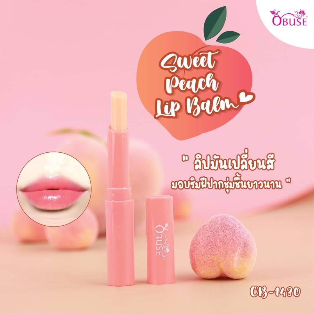 Obuse Sweet Peach Change Color Lip Balm OB-1430 โอบิ๊ว ลิปมันเปลี่ยนสี ...