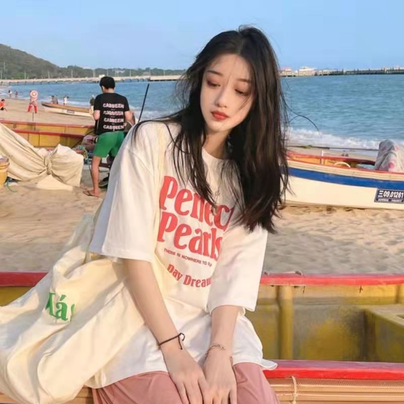 Luna shopเสื้อแฟชั่นผู้หญิงเสื้อแขนสั้นพิมพ์ลายตัวอักษรผู้หญิงเสื้อยืด ...