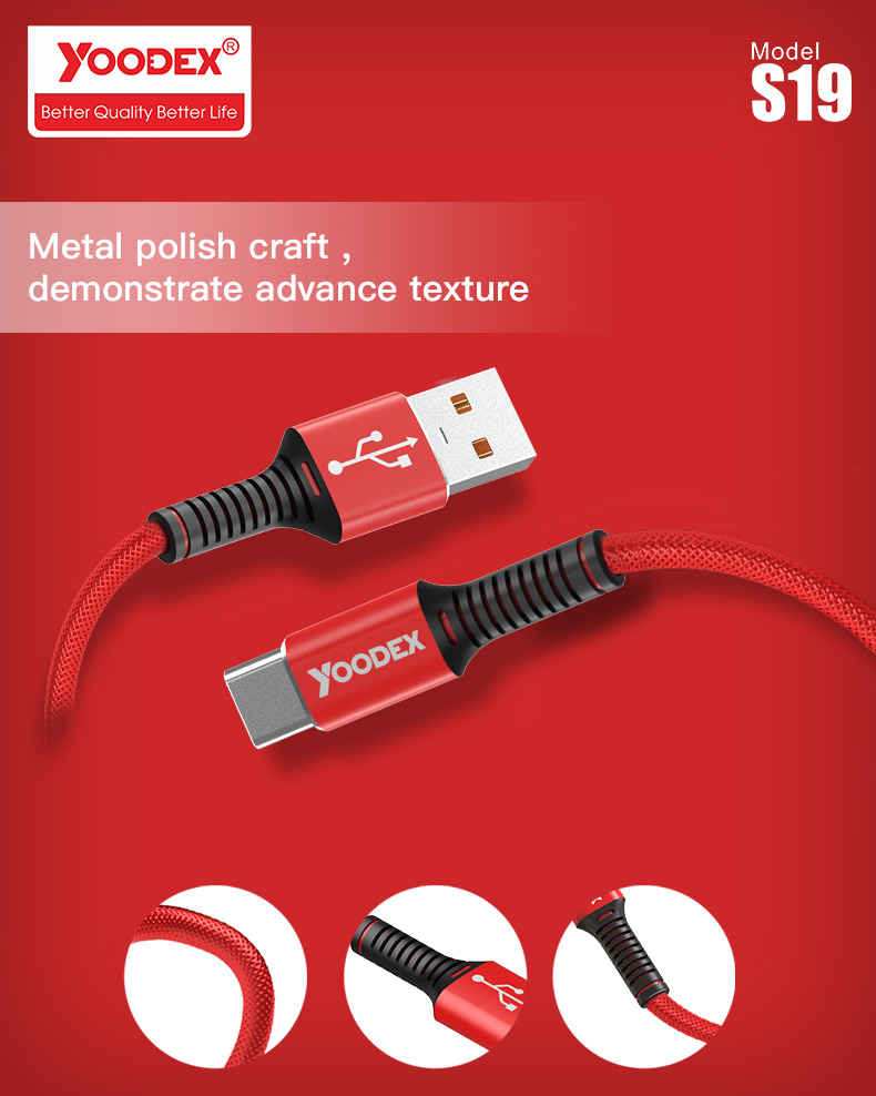 Yoodex S19 3Aรับประกัน 1 ปีส่งจากไทย Fast Charge สายชาร์จ คุณภาพสูง USB ...