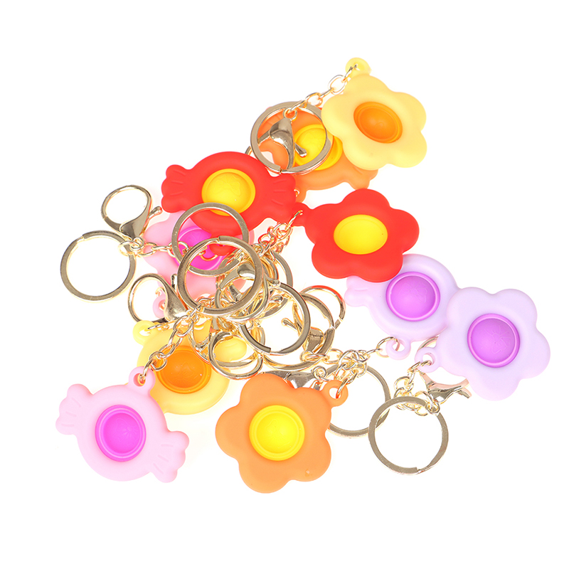 Flowers/Candy Dimple Keychain Push Bubble Autism Reliever Stress ...