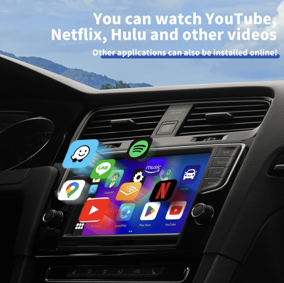 Netflix YouTube Tiktok Herilary C6 Wireless Android Auto CarPlay Adapter 2 in1 Carplay Smart Box ...