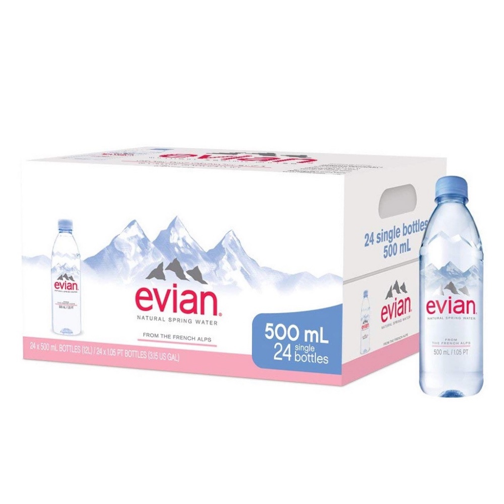 (3 ลัง=72 ขวด) Evian Mineral 500 ml. PET น้ำแร่ Evian ขนาด 500 ml ...