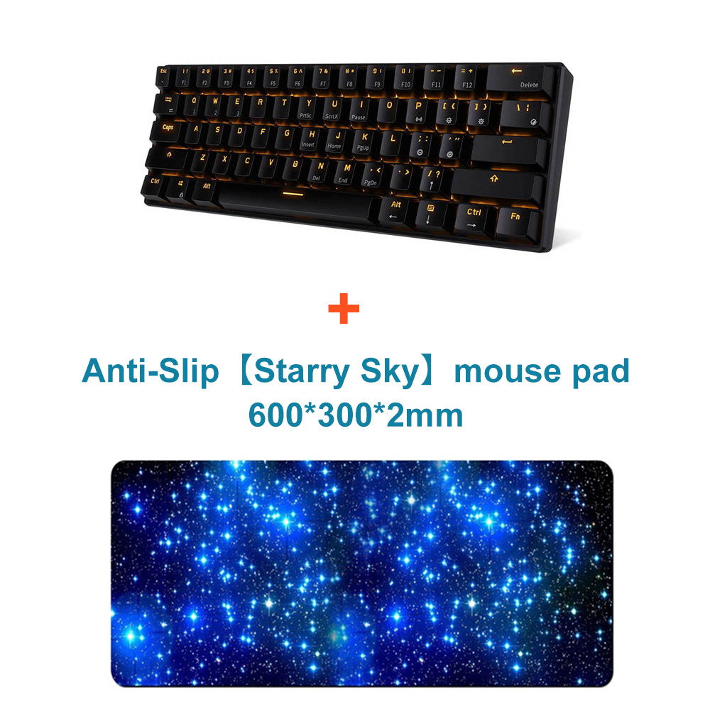 RK61 Mini Mechanical Keyboard Blue Backlight 61 Key BT Dual Mode ...