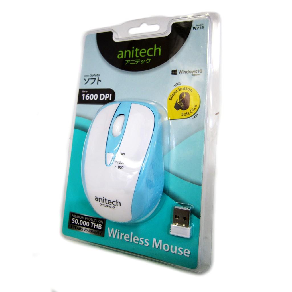 (ของแท้) ANITECH Soft Click Wireless Mouse W214-BL เม้าส์ไร้สาย - Noo ...