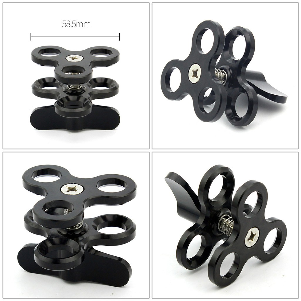 CLAMP Mount 3 way Connector BALL HEAD Mount Adapter - Scubadiveshop ...