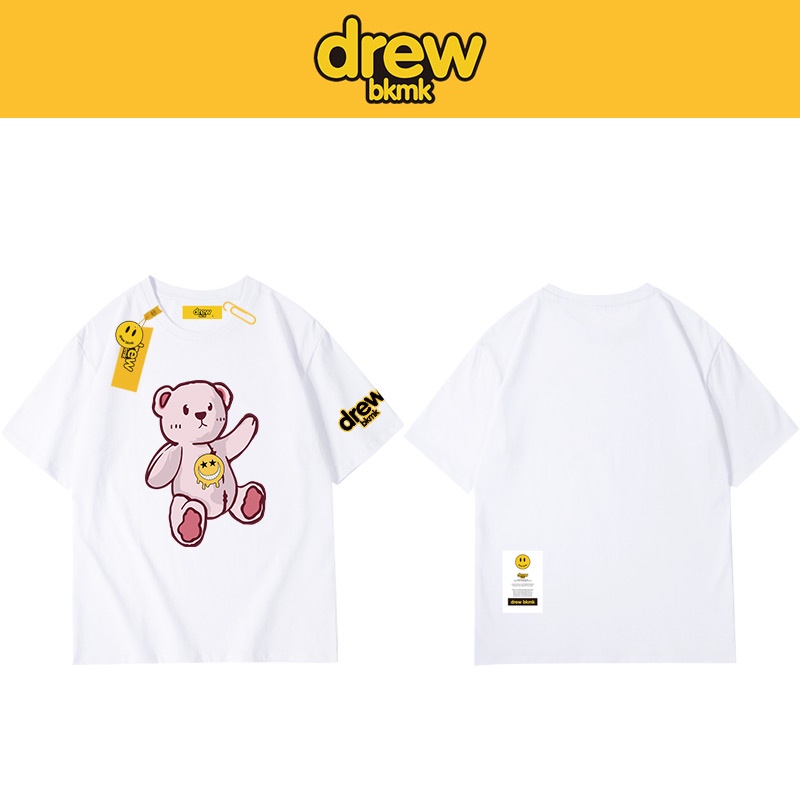 เสื้อยืดแขนสั้นพิมพ์ลายหมี Drew Bear แขนสั้นสไตล์ยุโรปและอเมริกัน ...