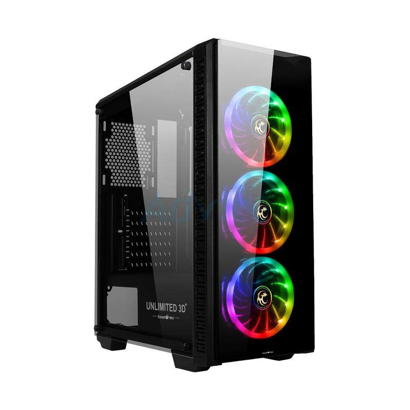 Tsunami เคสคอมพิวเตอร์ ATX Case (NP) Unlimited 3D+ (Black) Blue Led ...
