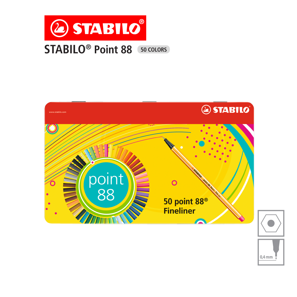 STABILO สตาบิโล Point 88 50 pcs. in box (8850-6) ปากกาหัวเข็ม ปากกาสี ...