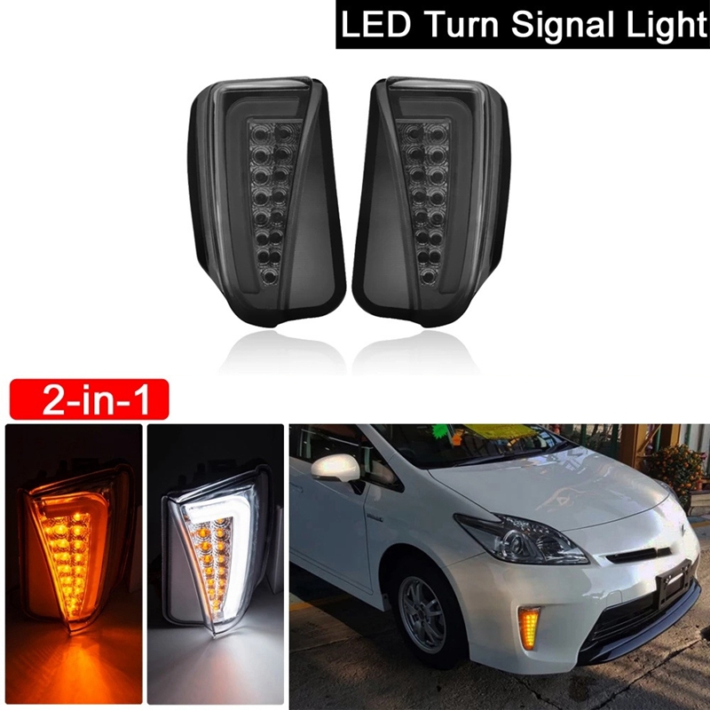 Car Smoked Switchback Amber LED Front Turn Signal Lamp White DRL ...