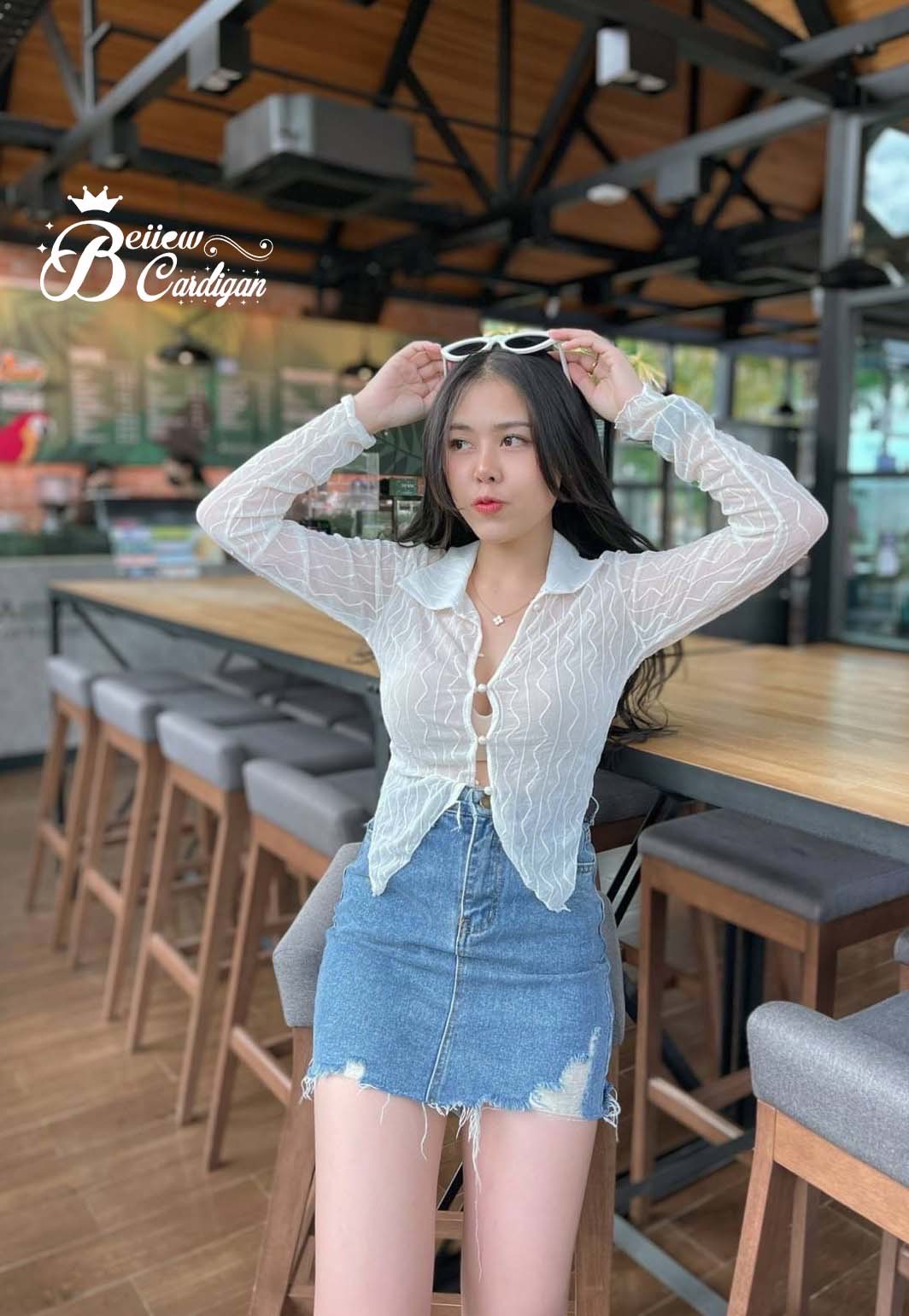 Risara💕งานแฟชั่น นิวส์เทรนด์ งานผ้าบางซีทูลายหยักคลืน แต่งทรงคอปกแขนยาวกระดุมหน้า งานใหม่มาแรง ...