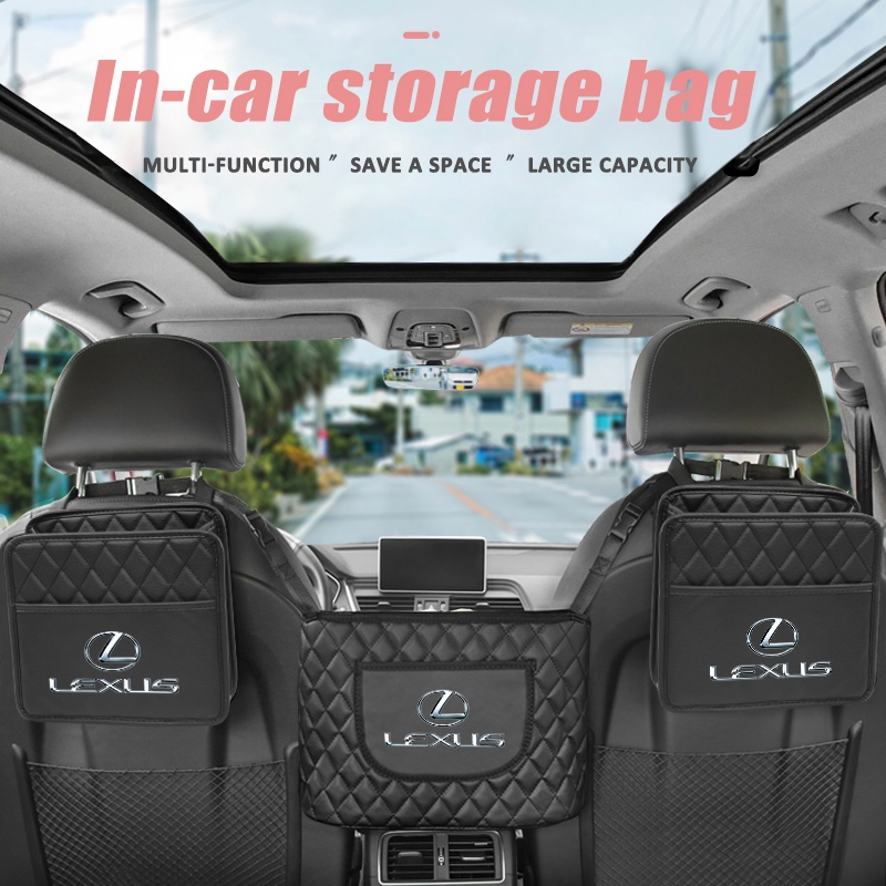 Leather Car Seat Back Organizer Bag Multi Function Storage Bag For ...