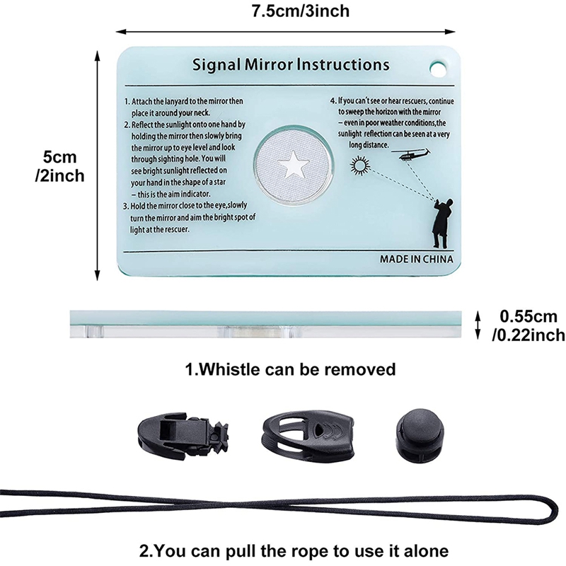 2 Pcs Signal Mirror Survival Reflective Mirror 2 X 3 Inch Send Remotely ...