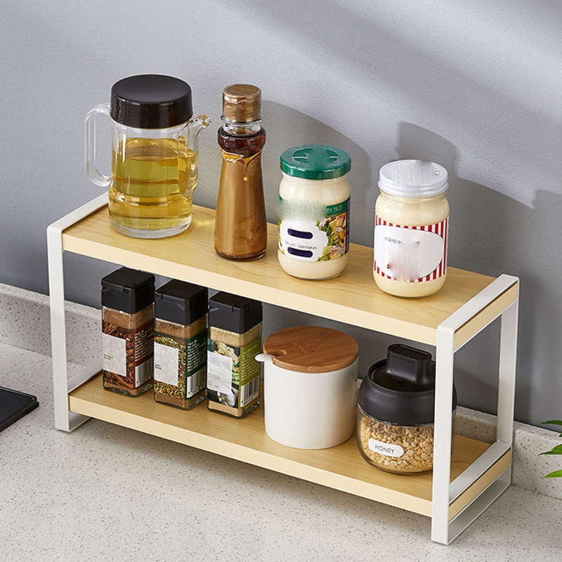 Kitchen Shelves Desktop Multifunctional Double-Layer Storage Rack Free ...