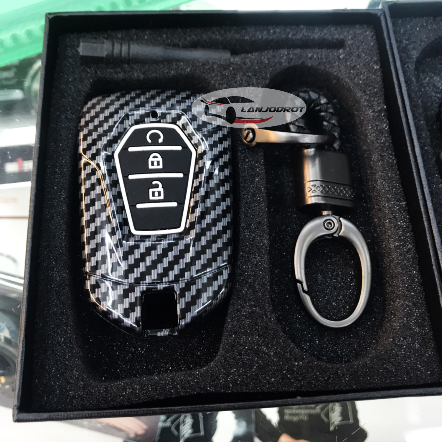 เคสกุญแจ เคสแข็ง พวงกุญแจ ลายเคฟล่า สีดำ สำหรับ All NEW ISUZU DMAX 2020 ...