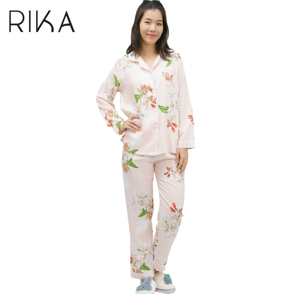 RIKA set ชุดนอน น่ารัก ๆ ปาจามา ผ้า Viscode 100 look Silk พิมพ์ลาย เนื้อผ้านุ่มมาก เนื้อละเอียด ...