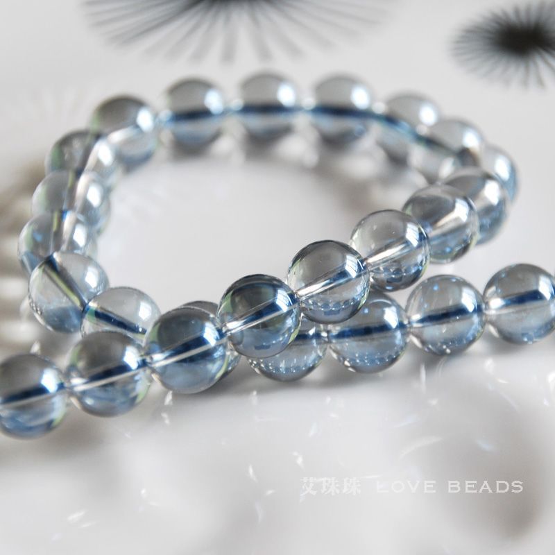 natural blue angel aqua aura crystal quartz 6-10mm round loose beads jewelry making DIY for ...