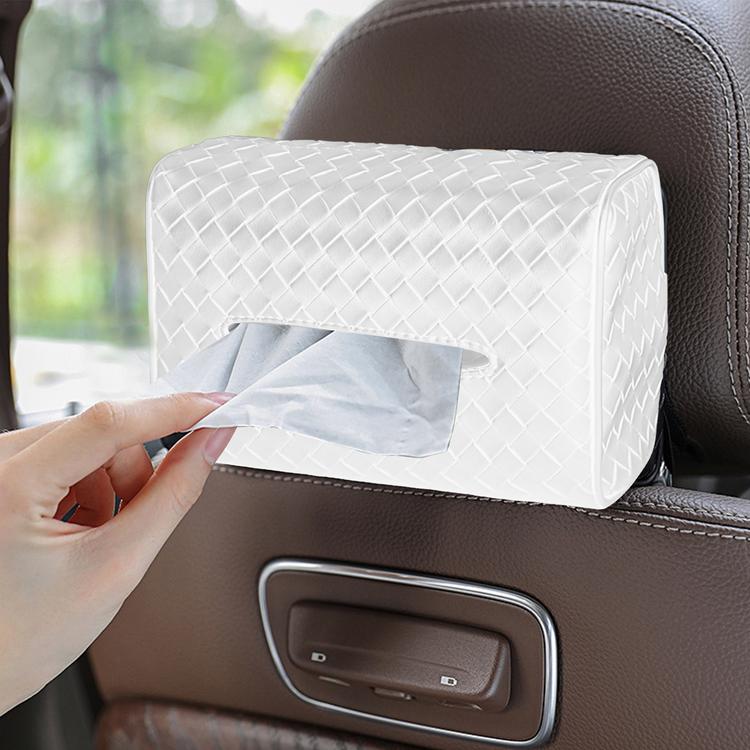 Tissue Box Car Holder Delicate Woven Pattern PU Leather Tissue Box ...