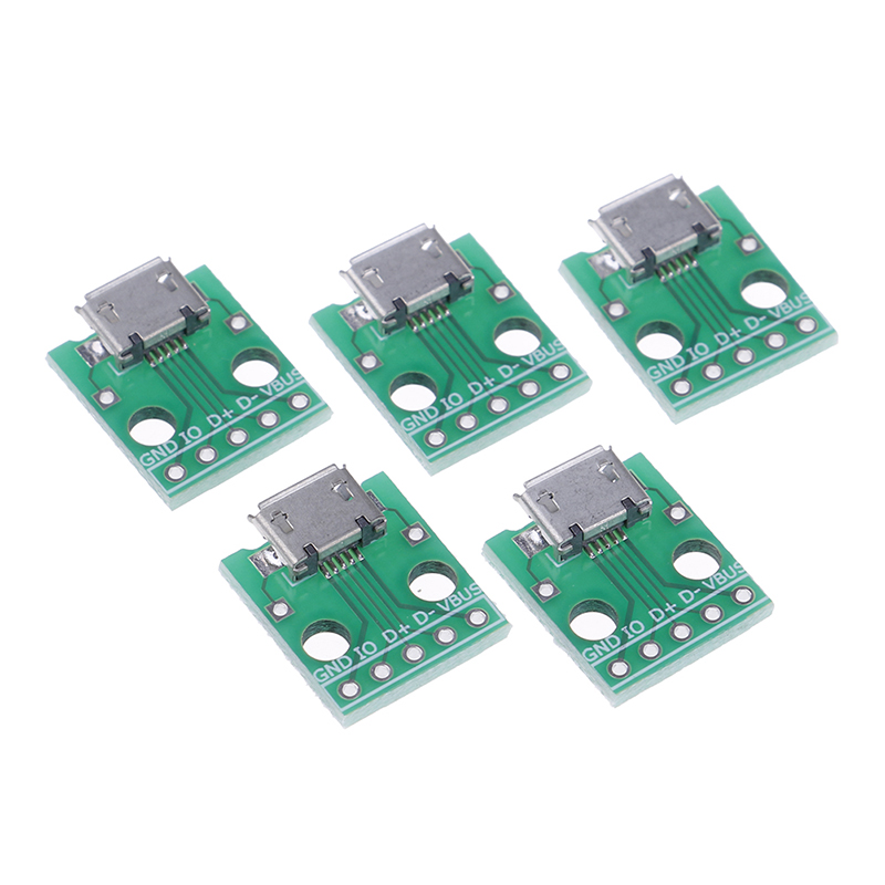 YUE 5pcs MICRO USB to DIP Adapter 5pin female connector B type pcb ...