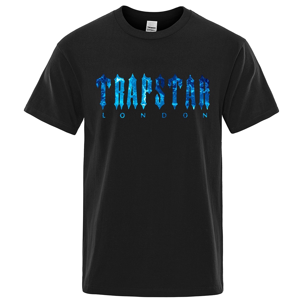℡ↂ Trapstar London Undersea blue Printed T-Shirt men Summer Breathable ...