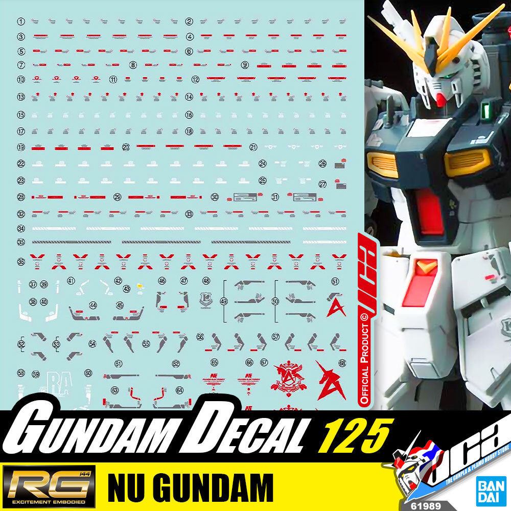 BANDAI GUNDAM DECAL GD125 REAL GRADE RG 1/144 RX-93 NU GUNDAM กันดั้ม ดีคอล VCA GUNDAM - VCA ...