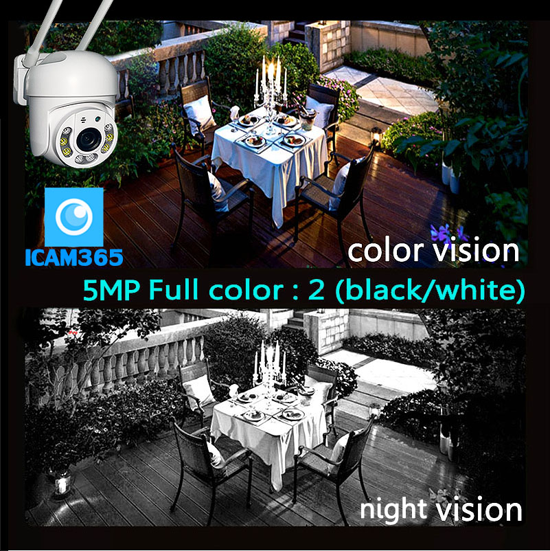 กล้องวงจรปิดไร้สาย กันน้ำ5MP indoor and outdoor Full Color Mini PTZ ...