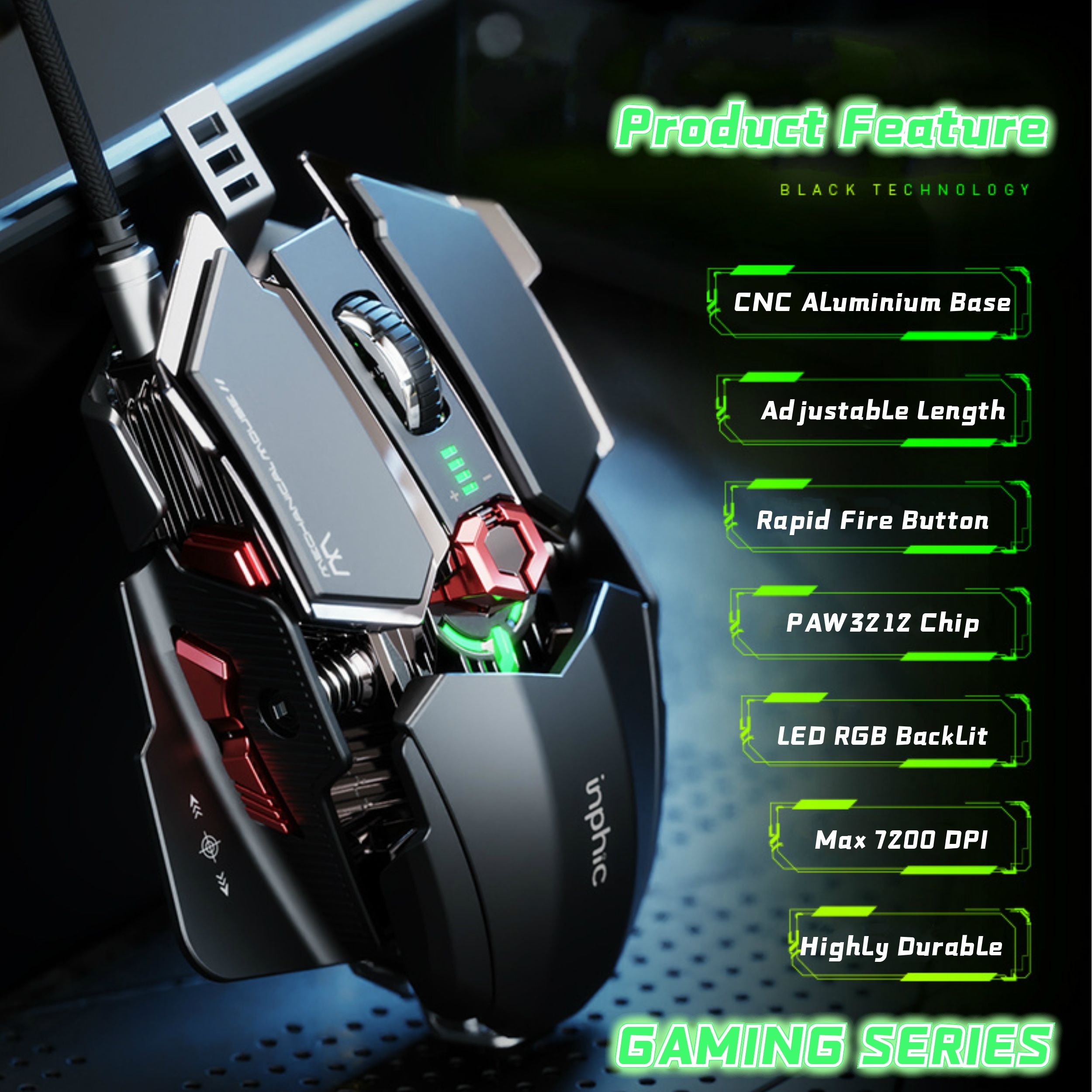 Professional Gaming Miss Kiroi Inphic PG6 RGB เมาส์เกมมิ่ง Gaming Mouse ...