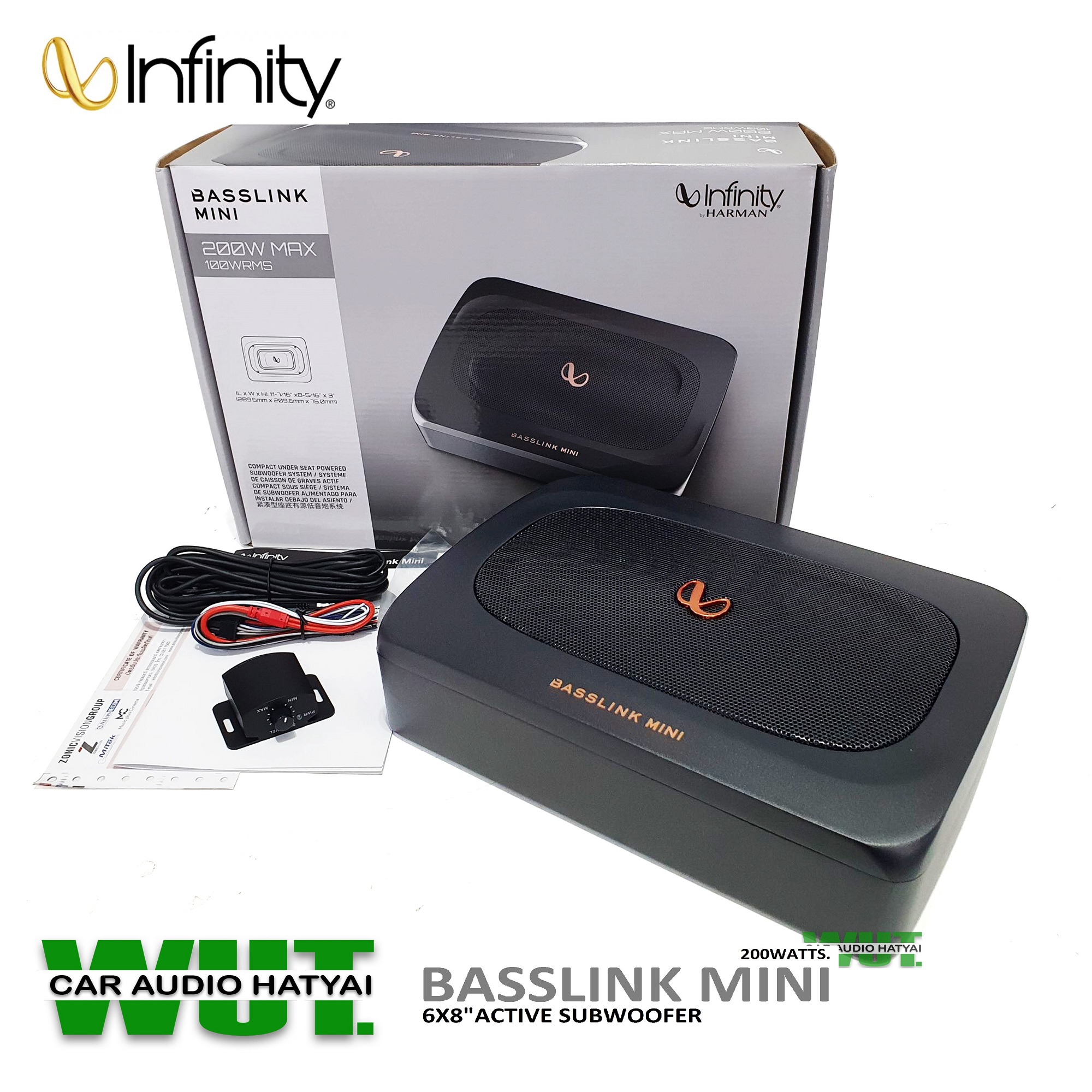 Infinity BassLink Mini ซับบ๊อก ขนาด 6x8 นิ้ว +พร้อมรีโมทบูสเบส กำลังขับ ...