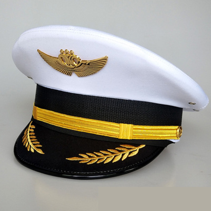 Unisex Flight Airline Captain Uniform Eaves Pilot Hat Civil Aviation ...