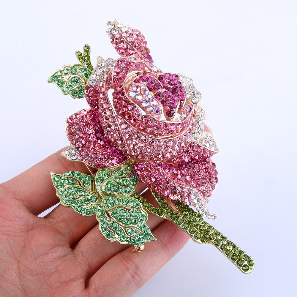 Tuliper Flower Rose Brooches Women Brooch Pin Austrian Crystal ...