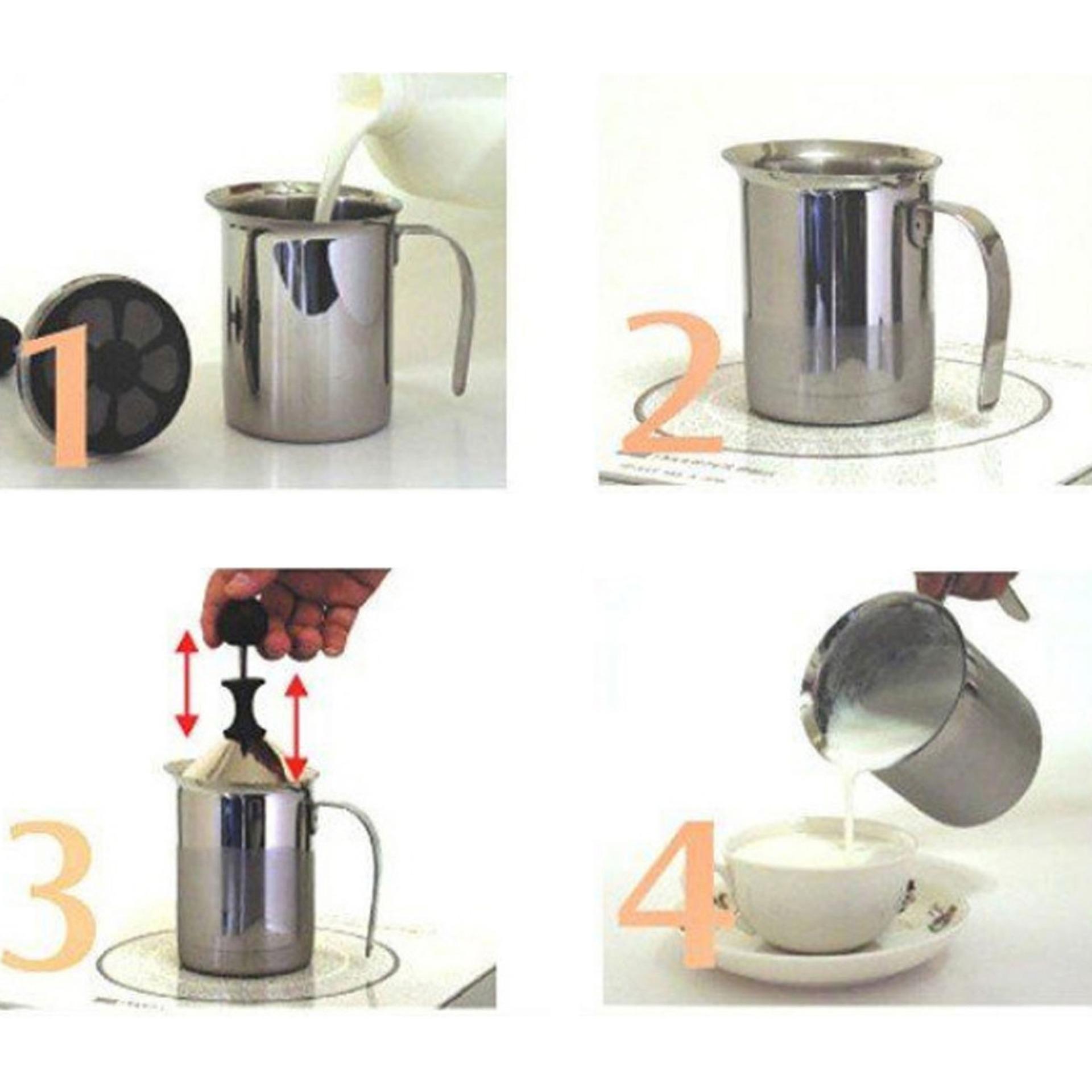 400ml Stainless Steel Double Mesh Milk Creamer Foamer Manual Milk ...