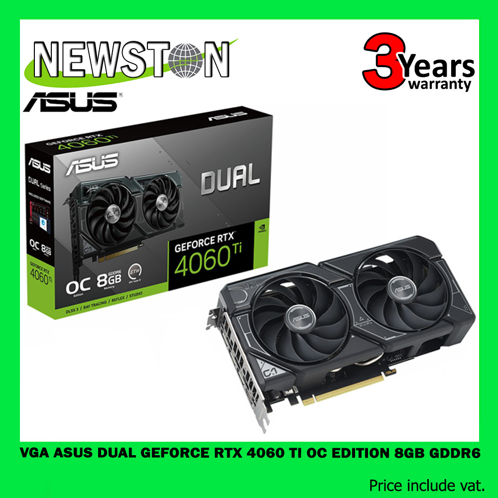 การ์ดจอ VGA ASUS DUAL GEFORCE RTX 4060 Ti OC EDITION - 8GB GDDR6 ประกันศูนย์ 3 ปี - MixASale