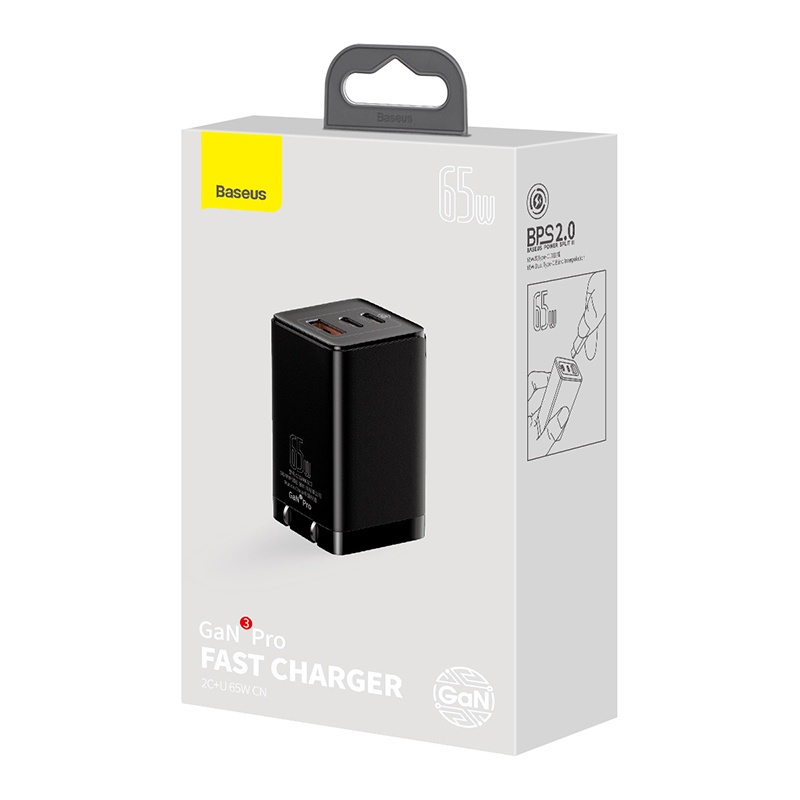 [เหลือ 629บ.ทักแชท] Baseus GaN 3 Pro หัวชาร์จเร็ว 3 Port PD 65W + สาย ...