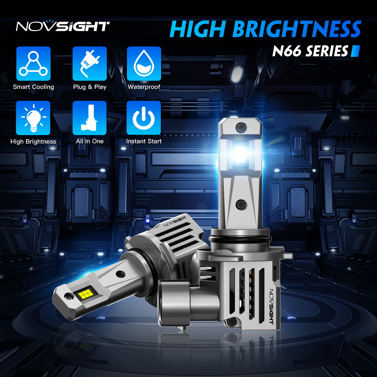 Novsight ใหม่ล่าสุด N66 9005 9006 H4 H11 H7 ไฟหน้ารถ LED ไฟตัดหมอก 80W 15000LM 6500K Super ...