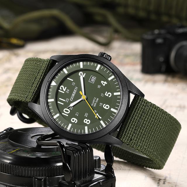 Military Watch for Men Luminous Hands Sport Nylon Belt Quartz Wrist ...