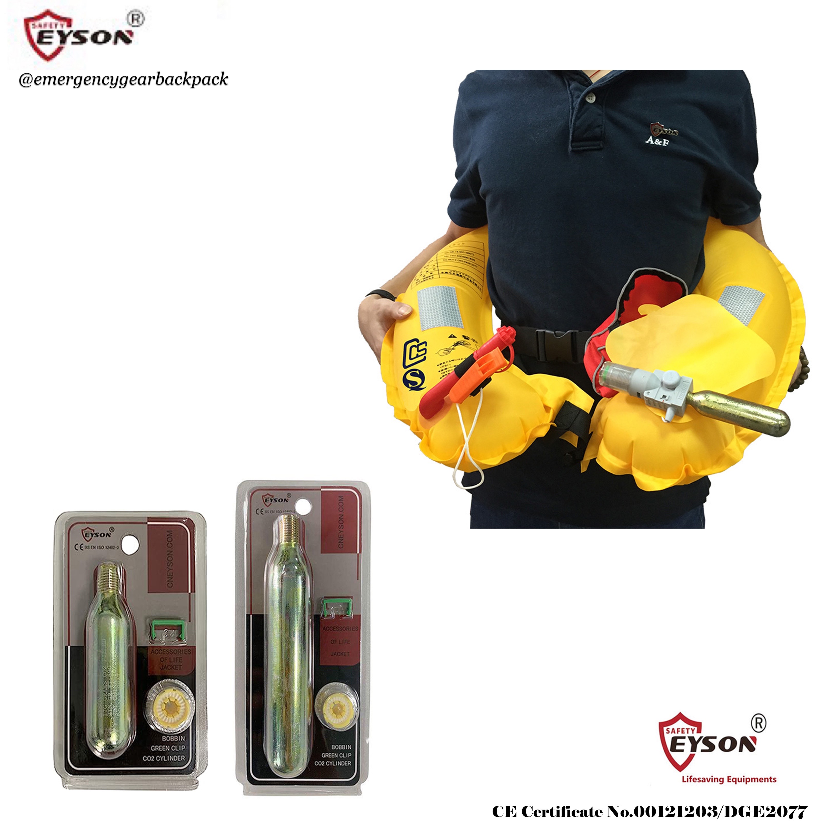 EYSON Co2 Cylinder 33g Life Jacket Re-arming Kit CE Certified ...