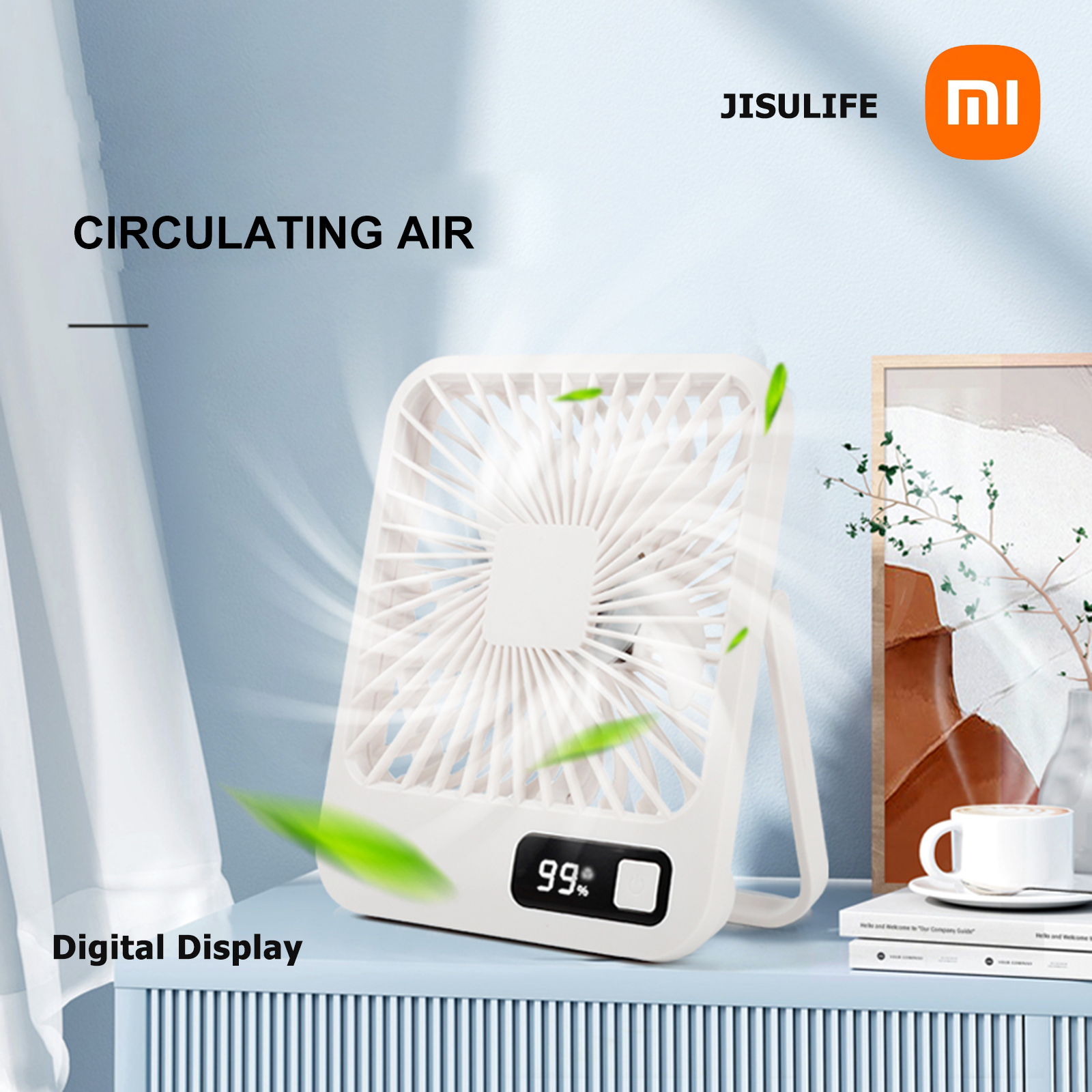 Xiaomi JISULIFE Portable Desk Fan Digital DIsplay 5 Wind Speeds ...