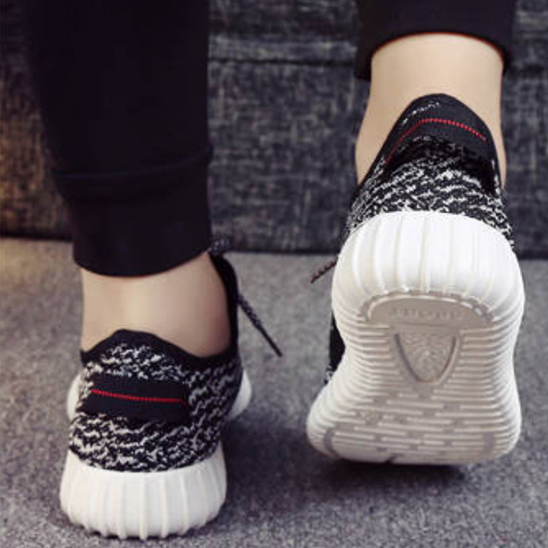 💥sheng miao thailand💥 ส่งเร็ว🚚🚚🚚รองเท้าลำลองแบบ Flying ทอลายขาวดำ ...