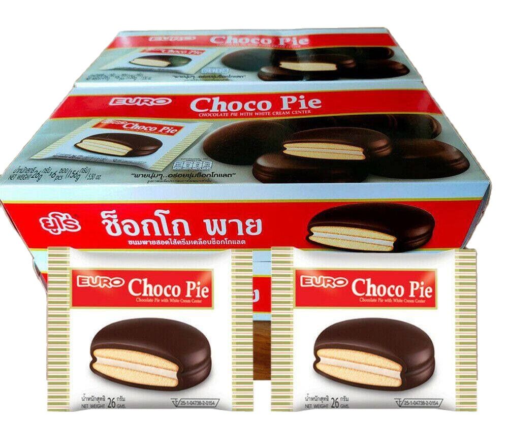 EURO Choco Pie ยูโร่ ช็อกโก พาย รส ช็อกโกแลต ขนาด 26G*6 และ 18G*12 ...