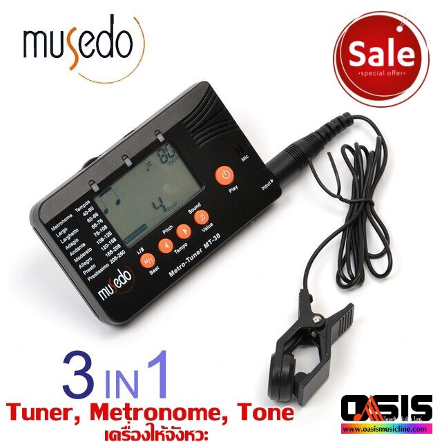 เครื่องตั้งสายกีตาร์ จูนเนอร์ (Tuner) Musedo MT-30 Metro-Tuner 3-In-1 Tuner, Metronome, Tone ...
